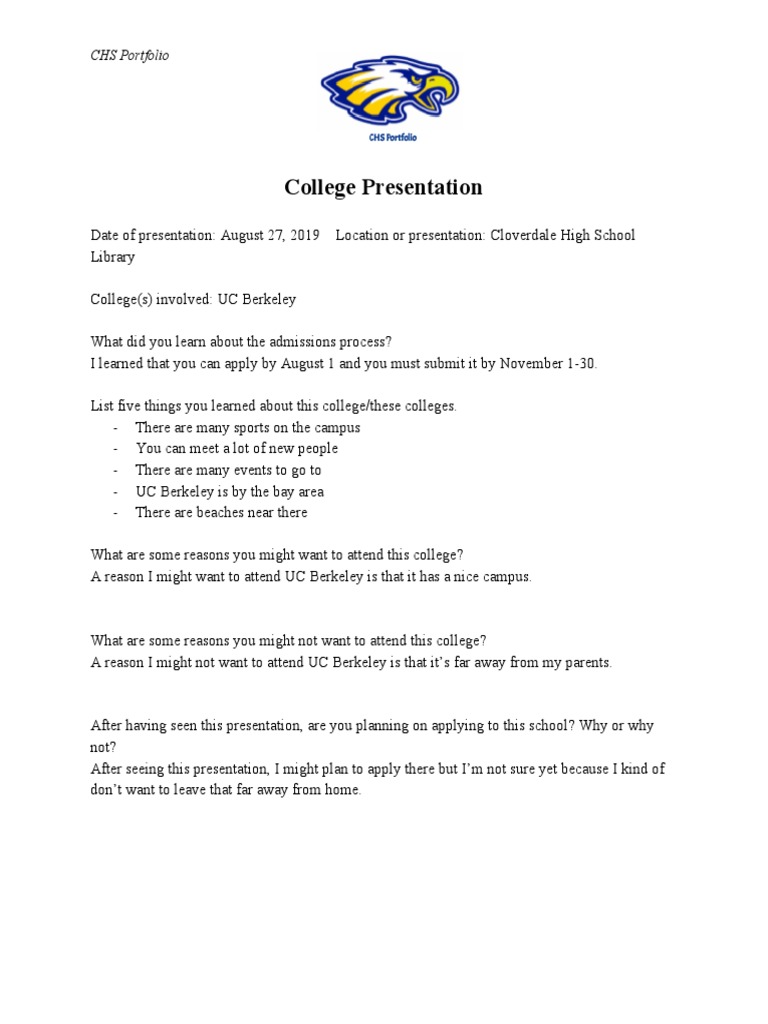 College Presentation | PDF