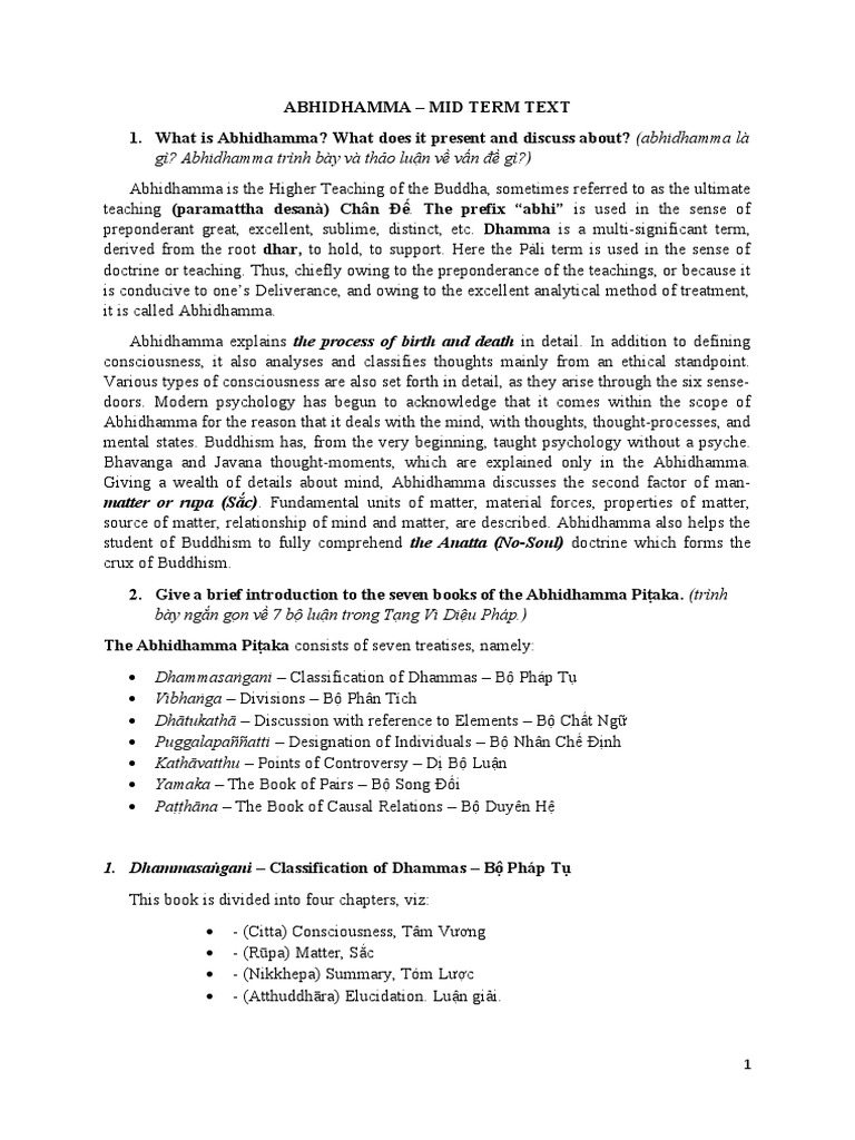 Abhidhamma Overview and Key Texts | PDF | Mind | Indian Religions