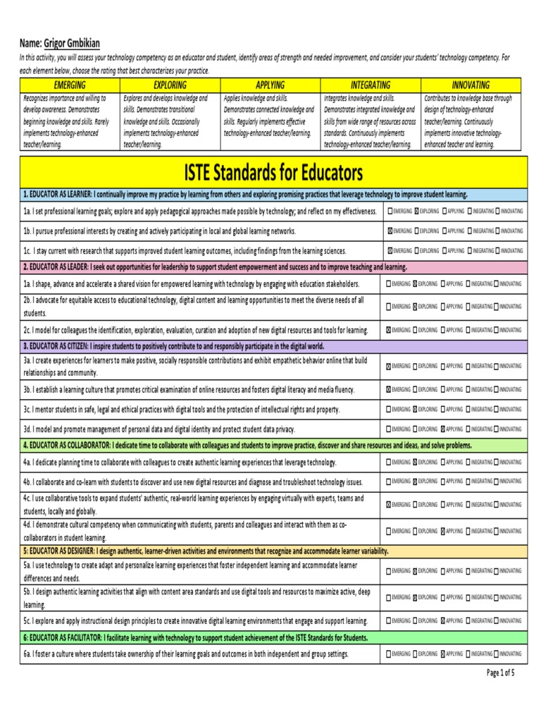ISTE Standards for Educators Assessment | PDF | Educational Assessment ...