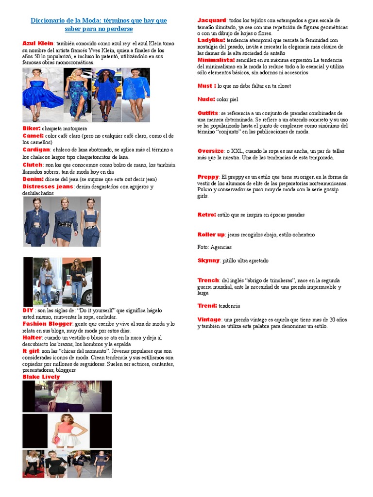 Diccionario de La Moda | PDF | Pantalones | Ropa