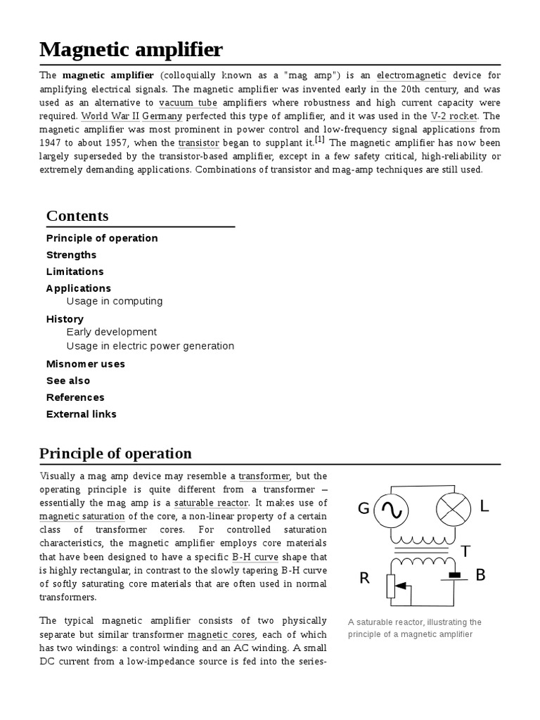 Magnetic Amplifier | PDF | Electromagnetism | Computer Engineering