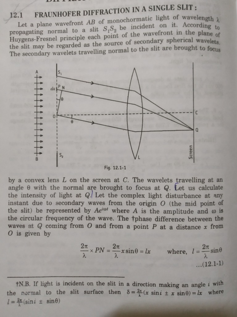Fraunhofer Single Slit Diffraction | PDF