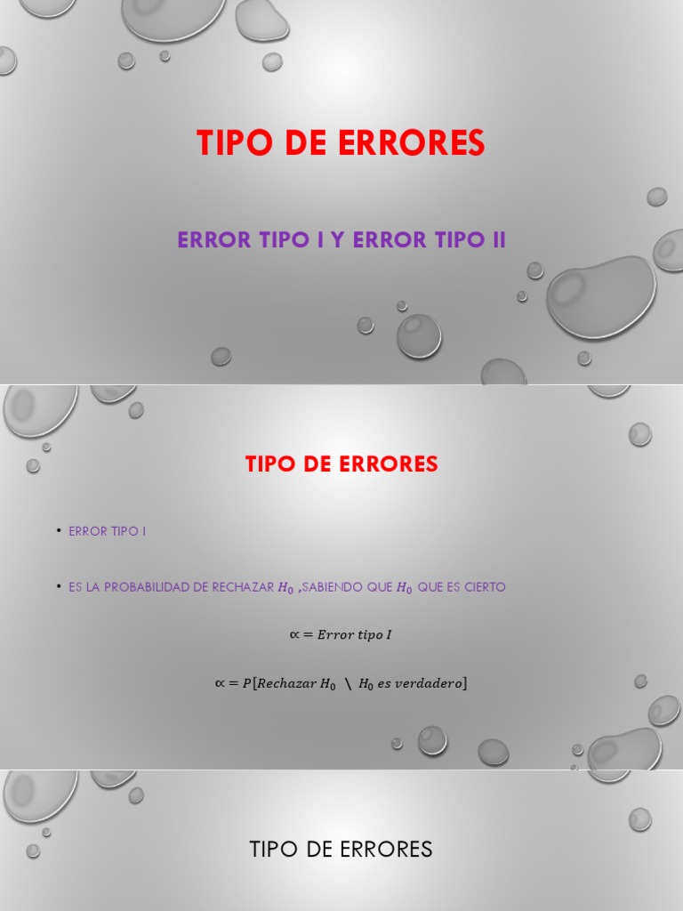 Tipo de Errores | PDF | Prueba de hipótesis estadísticas | Errores tipo ...
