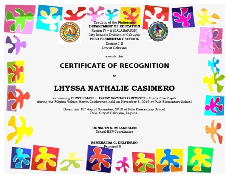 Cert For Esp Month 2019 | PDF