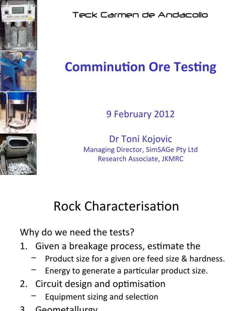 Comminution Ore Testing Guide | PDF | Mill (Grinding) | Physics