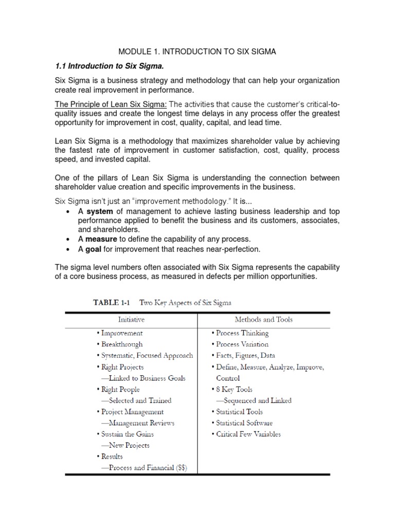 Introduction to Six Sigma Methodology | PDF | Six Sigma | Lean ...