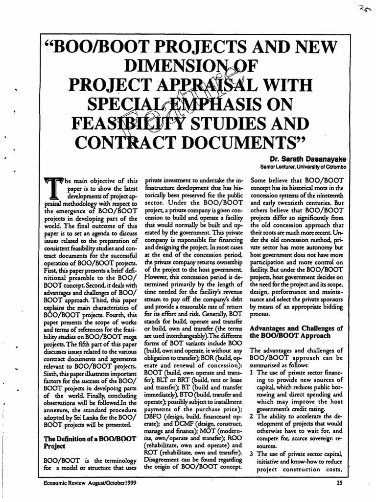 Analysis of the Emerging BOO/BOOT Project Model for Infrastructure ...