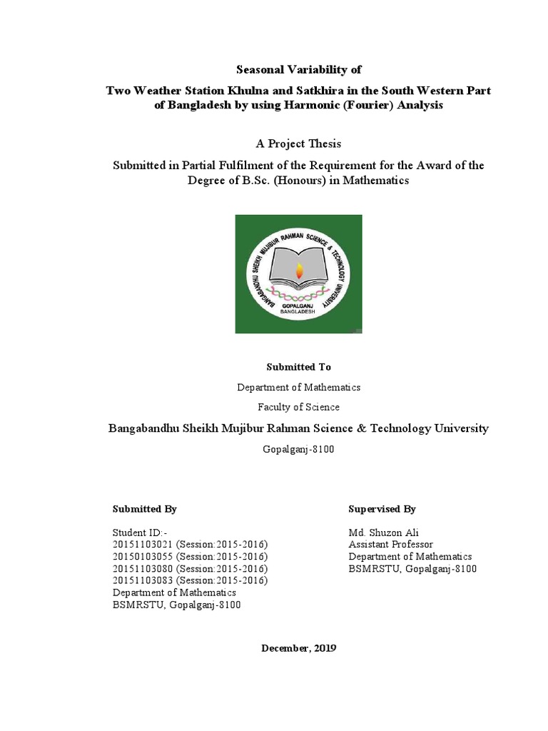 A Project Thesis Submitted in Partial Fulfilment of The Requirement For ...