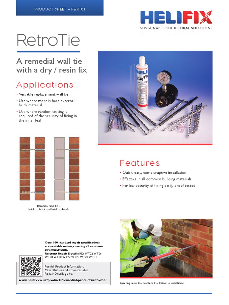 Helifix Retrotie Product Infosheet | Download Free PDF | Brick | Drill