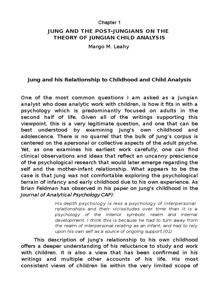 Jung and The Post-Jungians On The Theory of Jungian Child Analysis ...