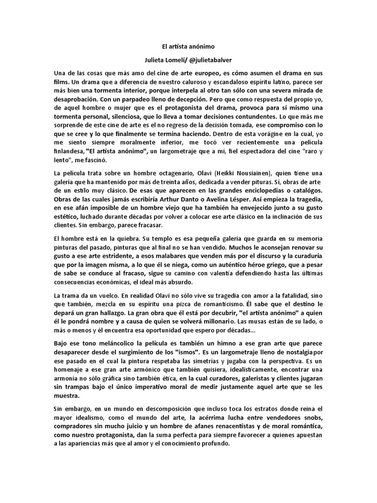 El Artista Anónimo | PDF | Existencialismo | Pinturas