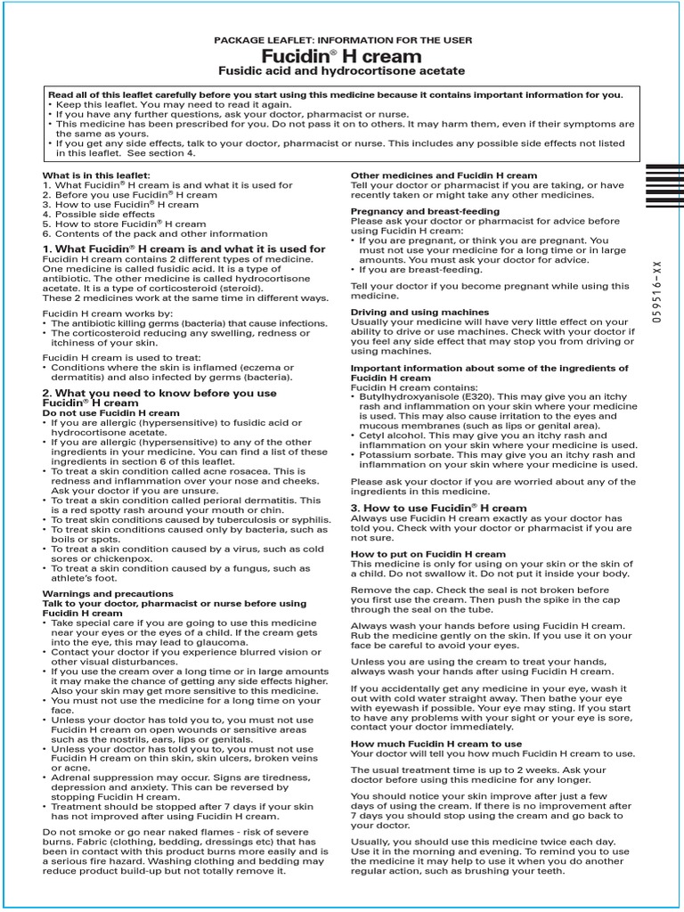 Fucidin H Cream: Fusidic Acid and Hydrocortisone Acetate | PDF ...