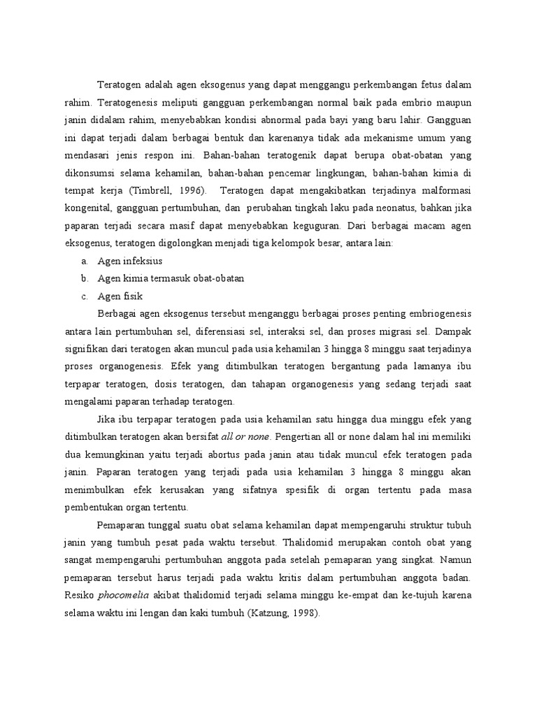 Pengertian dan Dampak Teratogen | PDF