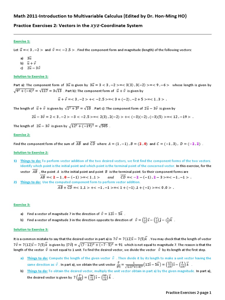 Exercise 2 Pdf Pdf Euclidean Vector Mathematical Concepts