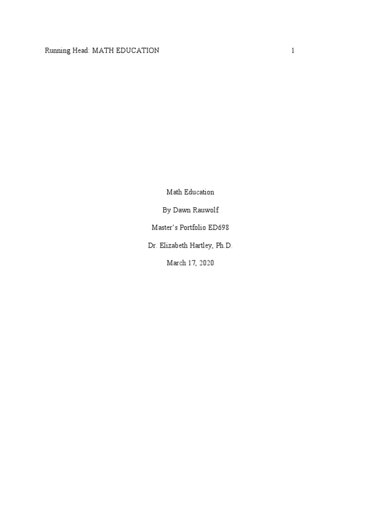 Math Education Frame | PDF | National Council Of Teachers Of ...