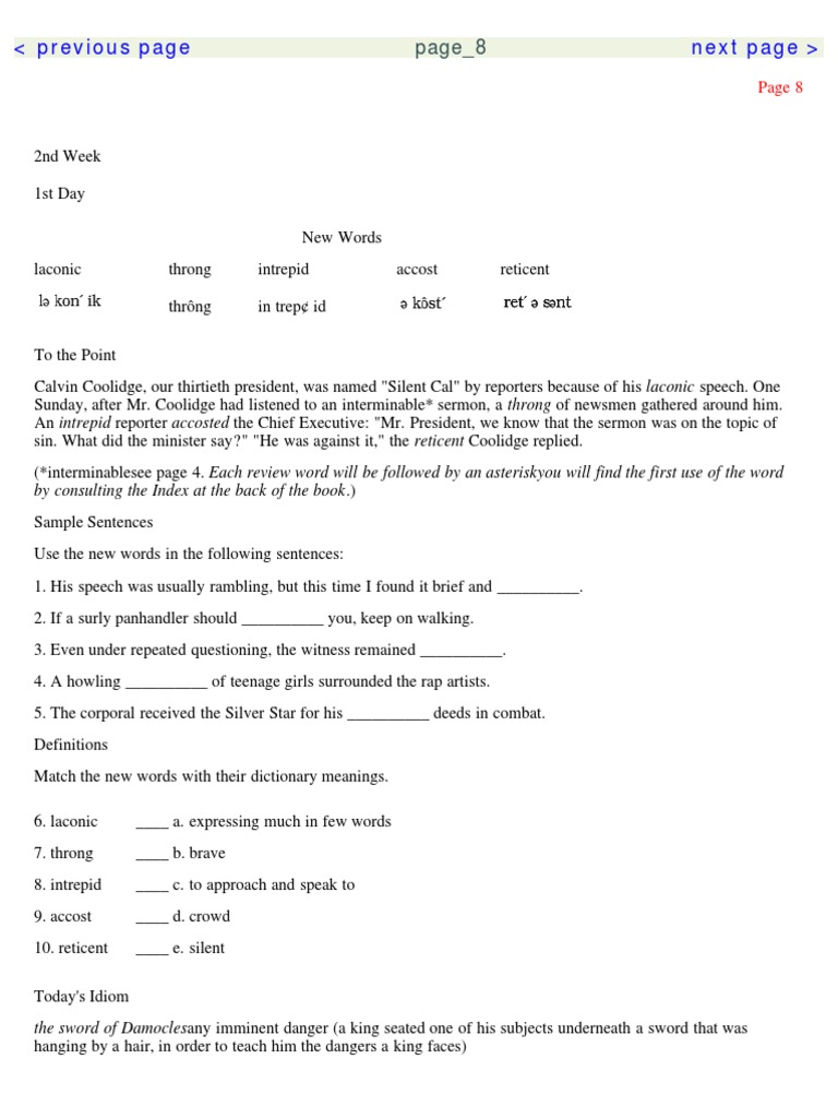 Vocabulary - Week 2 | PDF