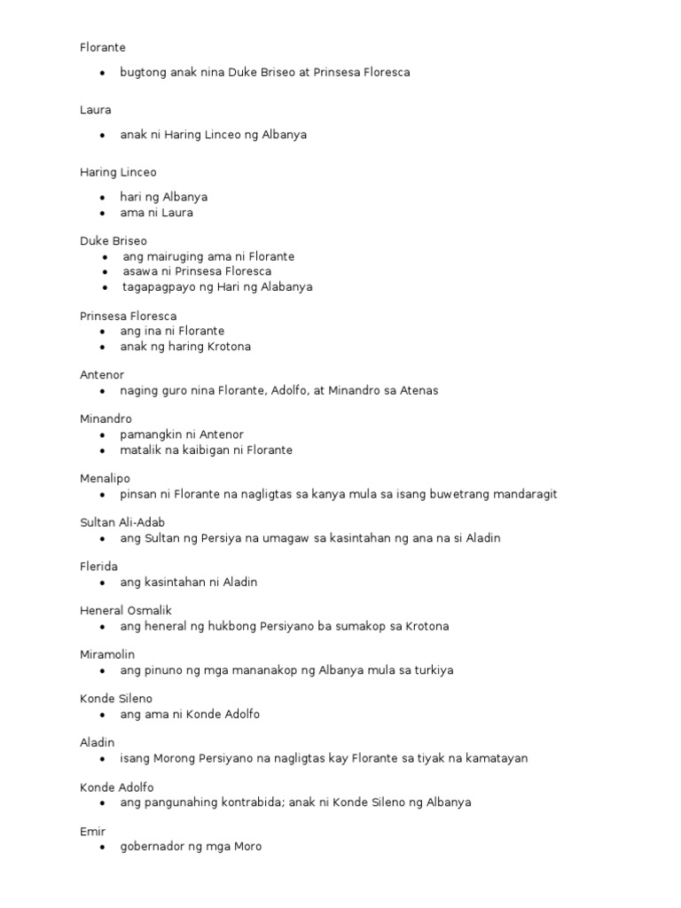 Characters Florante at Laura | PDF