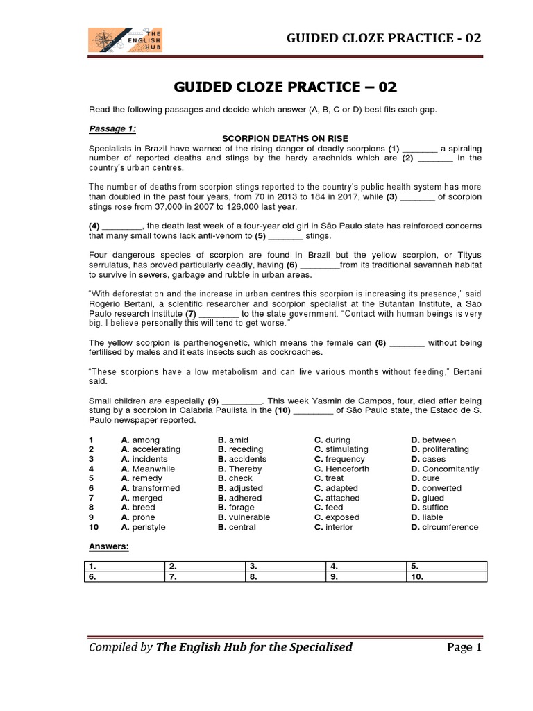 Guided Cloze Practice - 02 | PDF