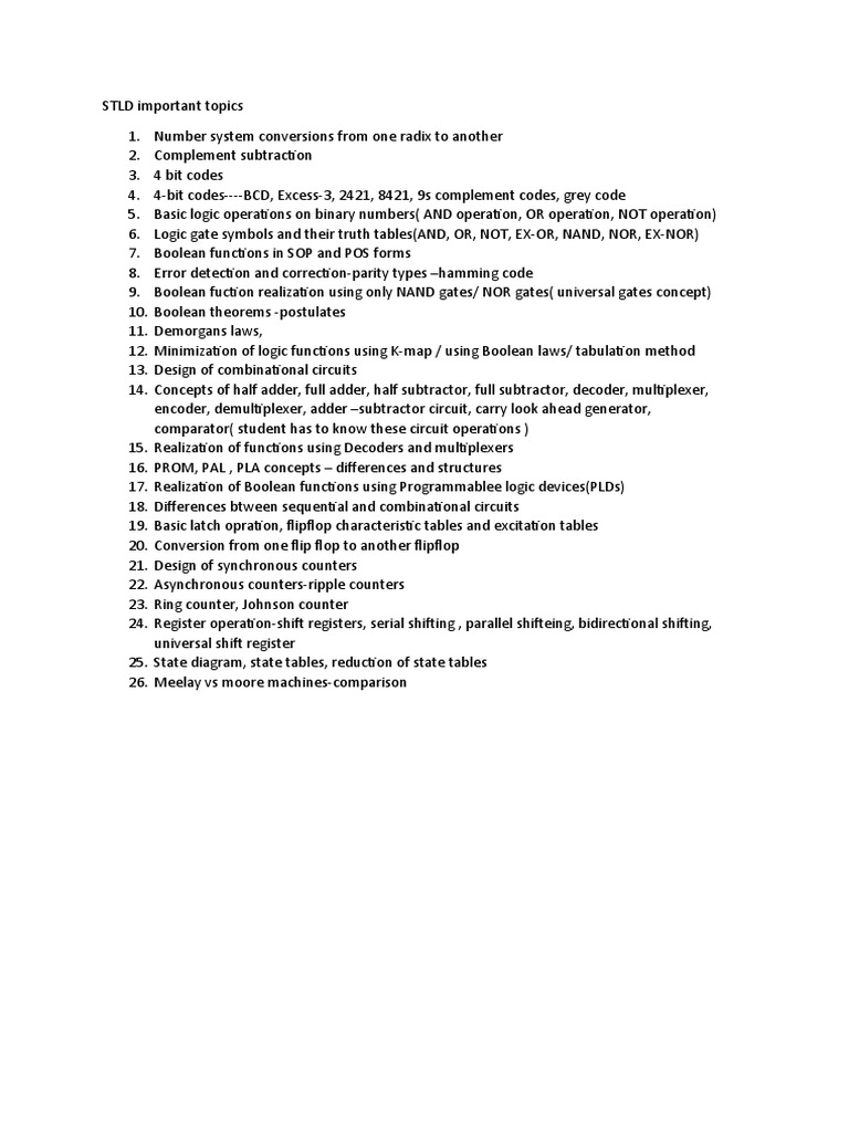 STLD Important Topics | PDF