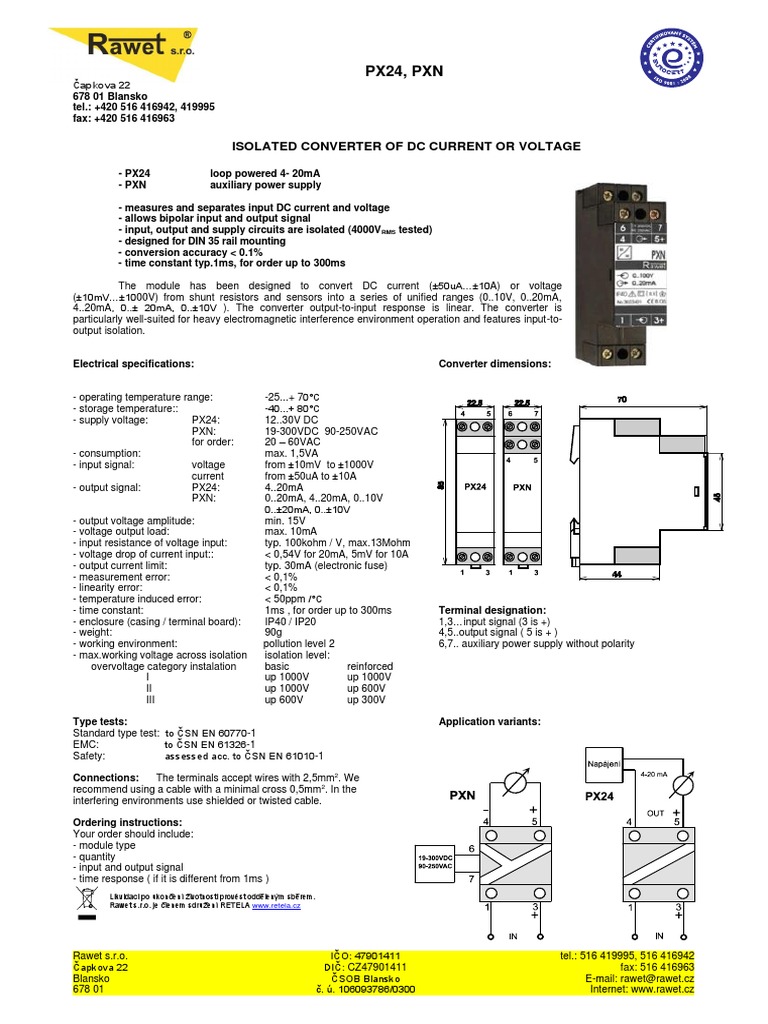 PX24, PXN: Isolated Converter of DC Current or Voltage | PDF