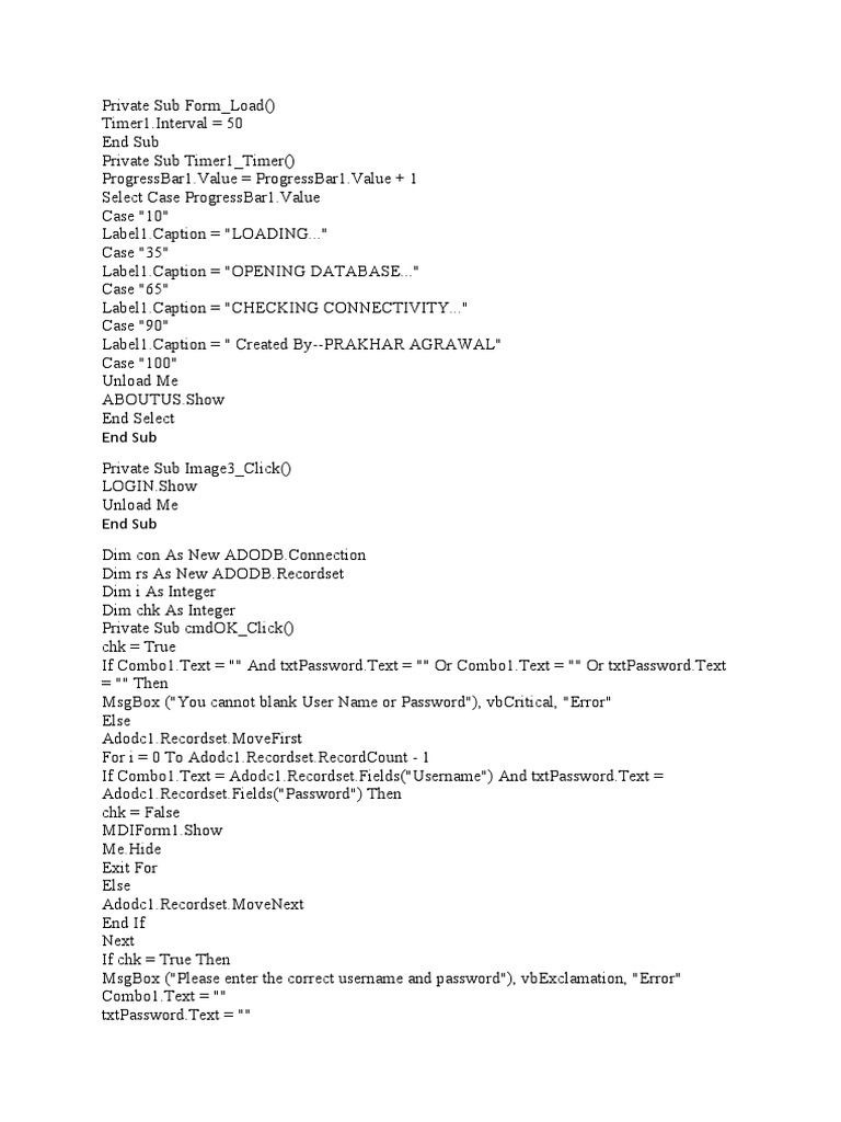 Source Code of RAILWAY RESERVATION SYSTEM IN VB6.0 | PDF | Computer Data | Information ...