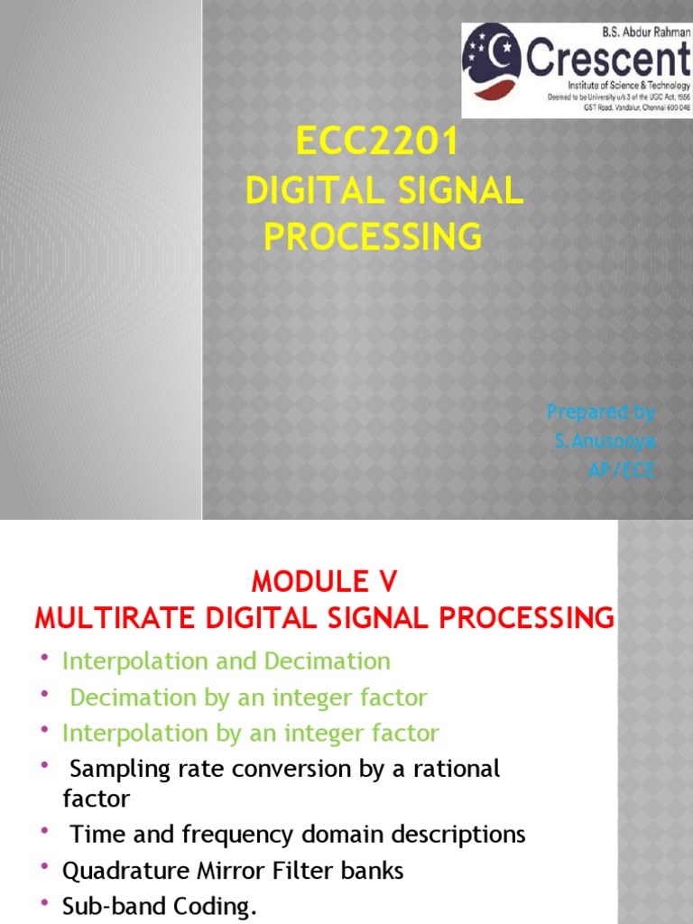 Digital Signal Processing: Prepared by S.Anusooya Ap/Ece | PDF ...