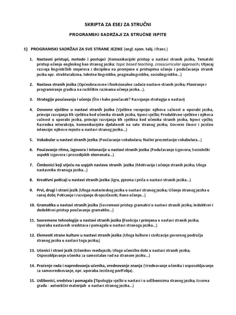 Skripta Za Esej Za Stručni | PDF