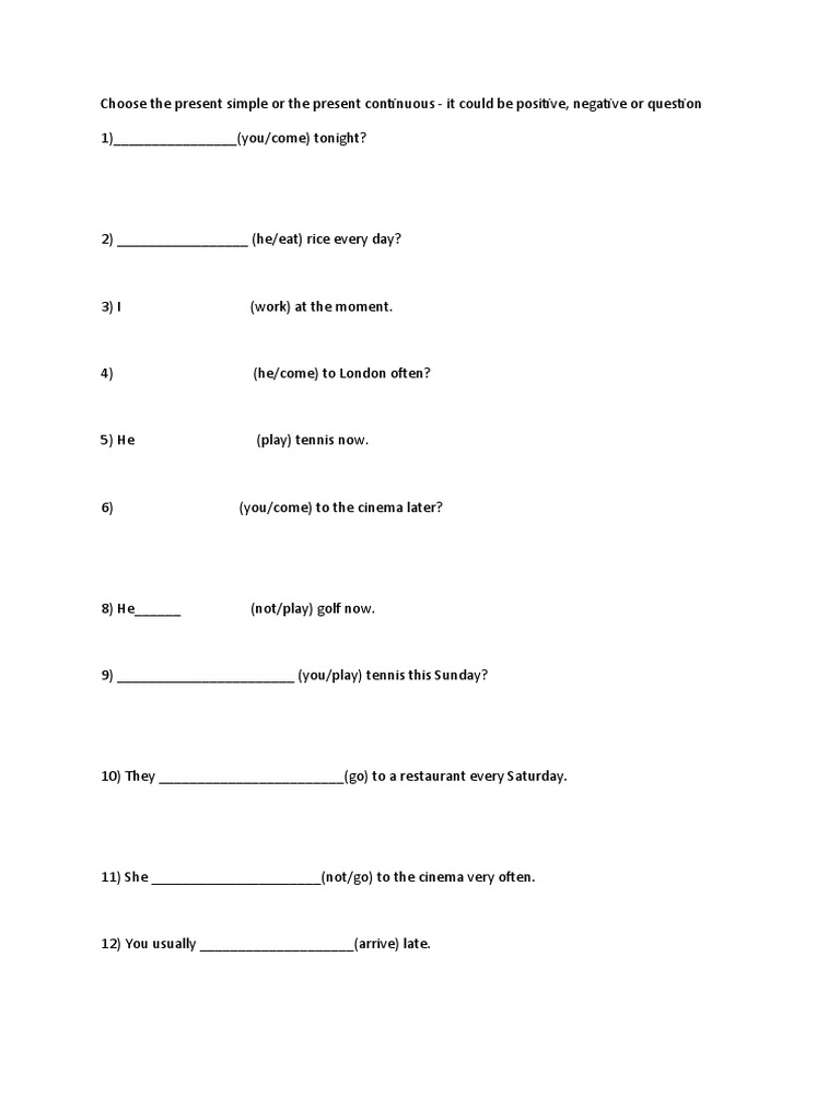 Present Simple Present Continuous | PDF