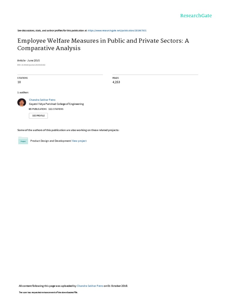 Employee Welfare Measures in Public and Private Se PDF | PDF | Labour ...