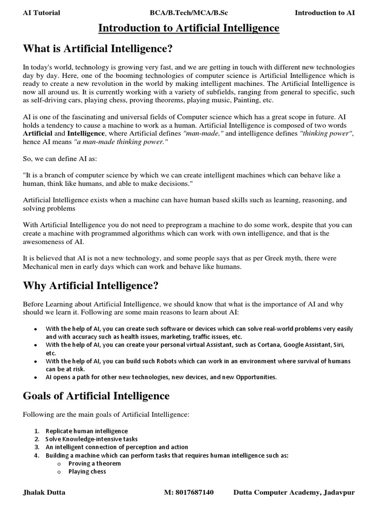 Introduction To Artificial Intelligence What Is Artificial Intelligence ...
