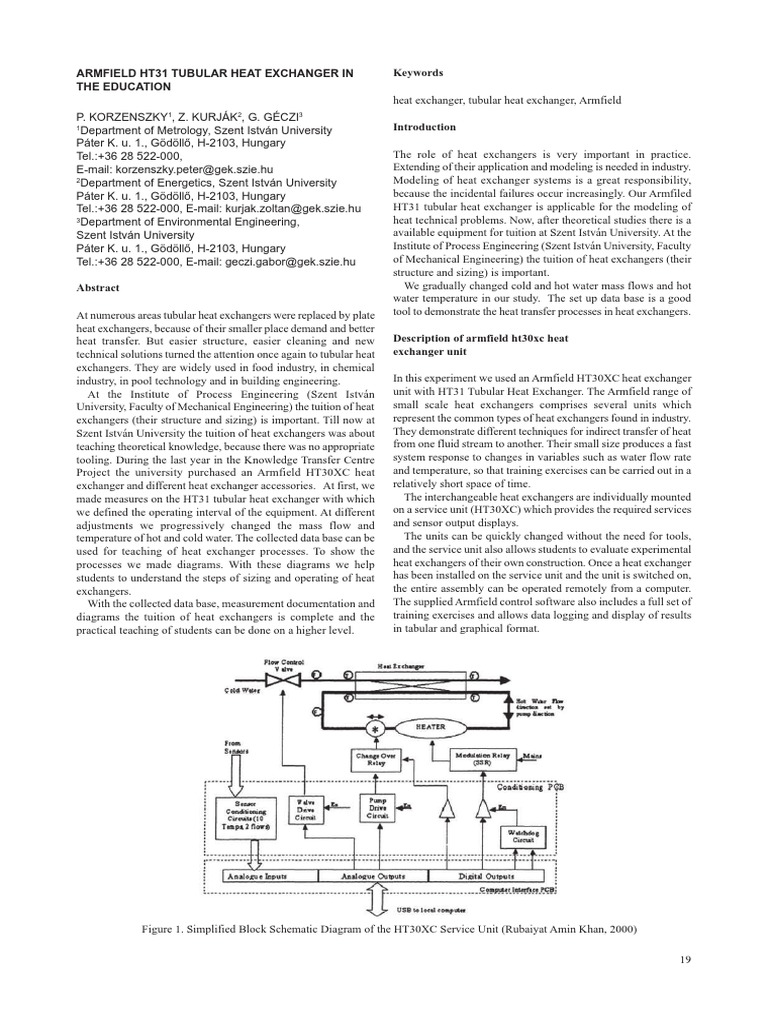 Armfield Ht31 Tubular Heat Exchanger in The Education Keywords | PDF ...