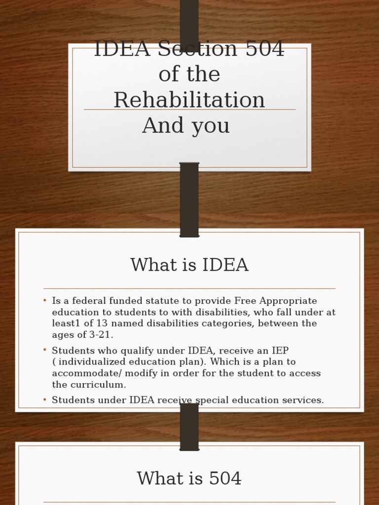 Understanding IDEA and Section 504 | PDF | Section 504 Of The ...