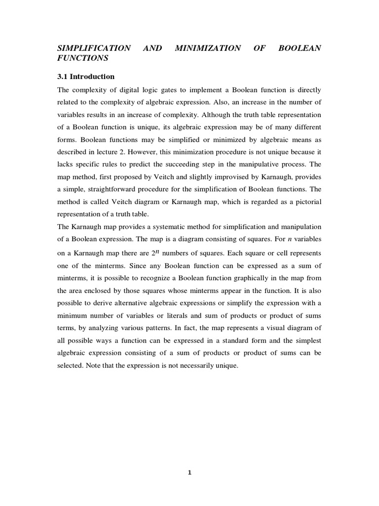 Simplification AND Minimization OF Boolean Functions | Download Free ...