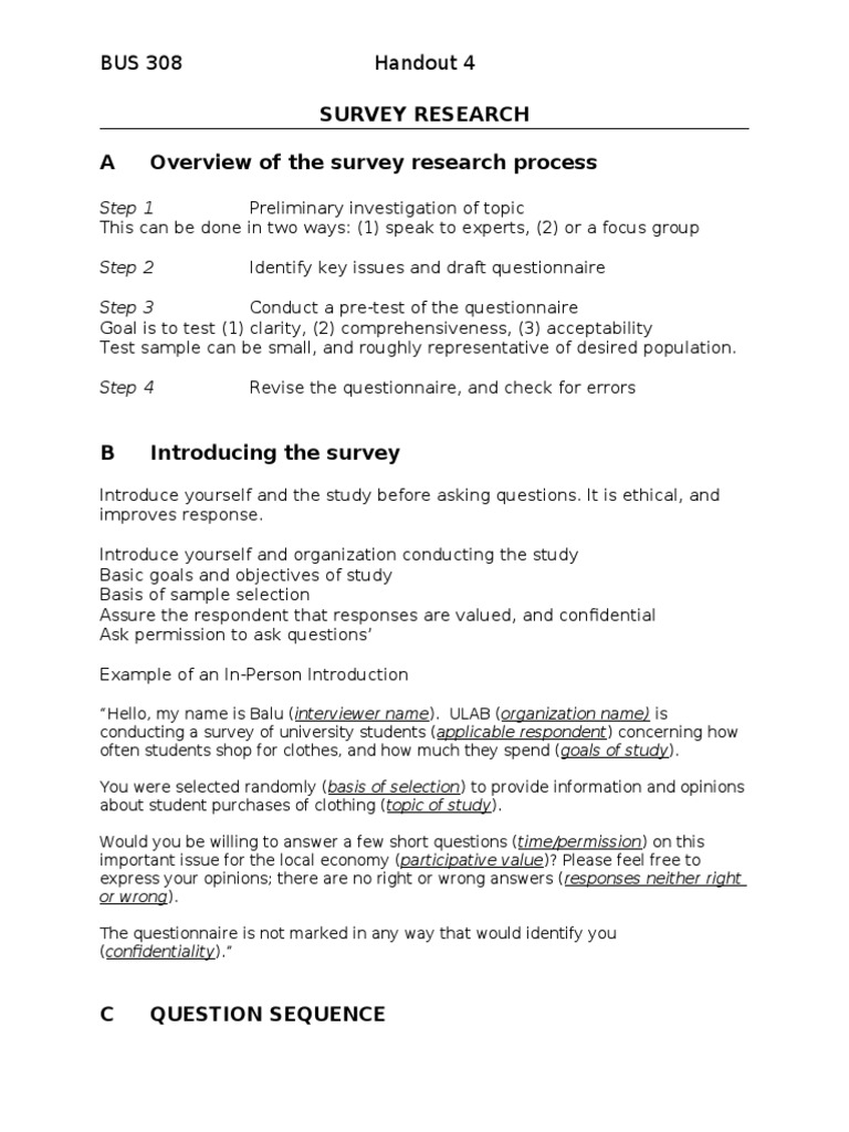 Handout 13 | PDF | Survey Methodology | Question