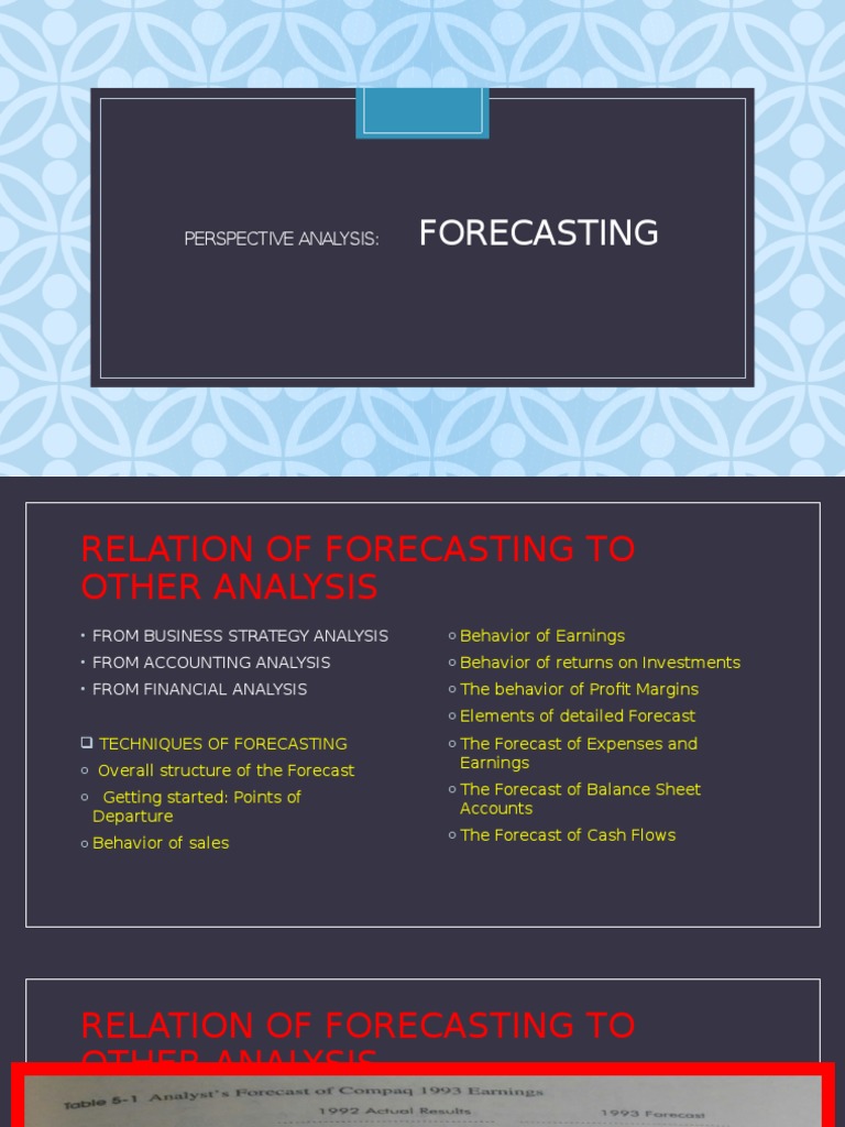 Forecasting: Perspective Analysis | PDF