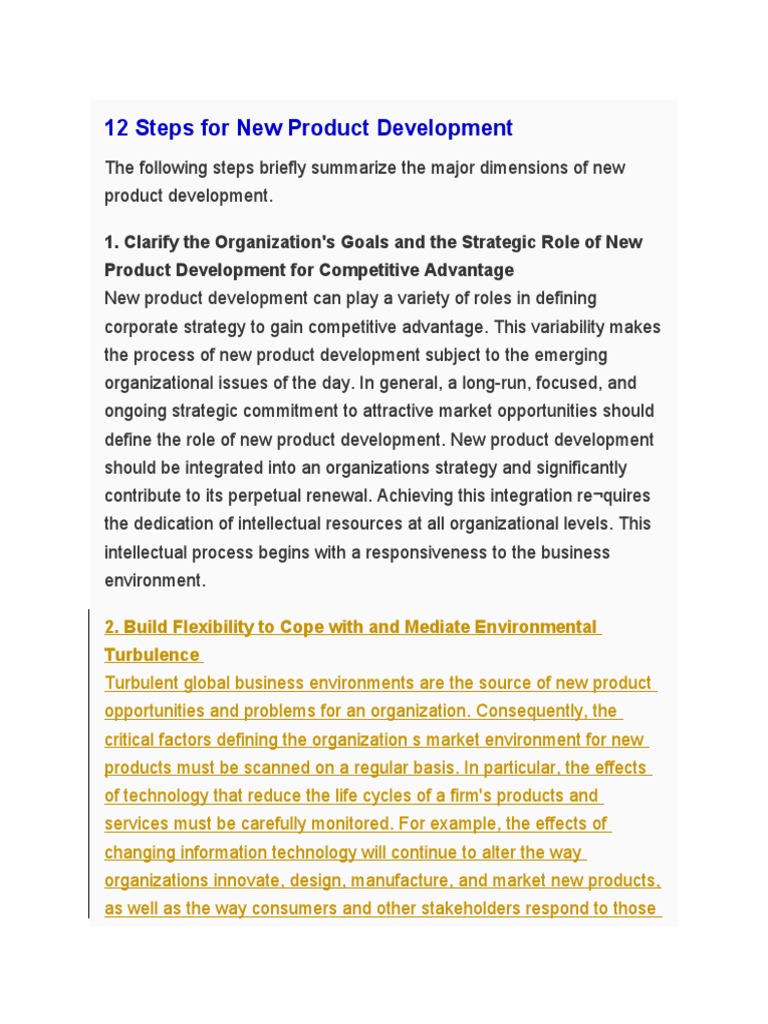 12 Steps For New Product Development | PDF | New Product Development | Market Analysis