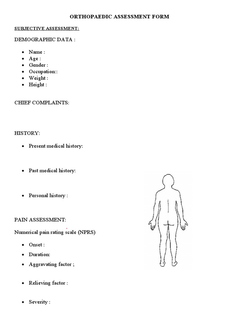 Orthopaedic Assessment Form | PDF