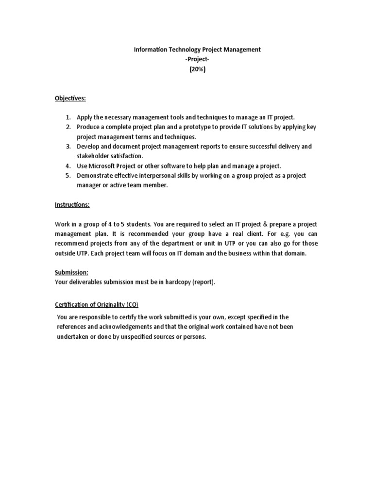 IT Project Management (Project Question) | PDF | Project Management ...