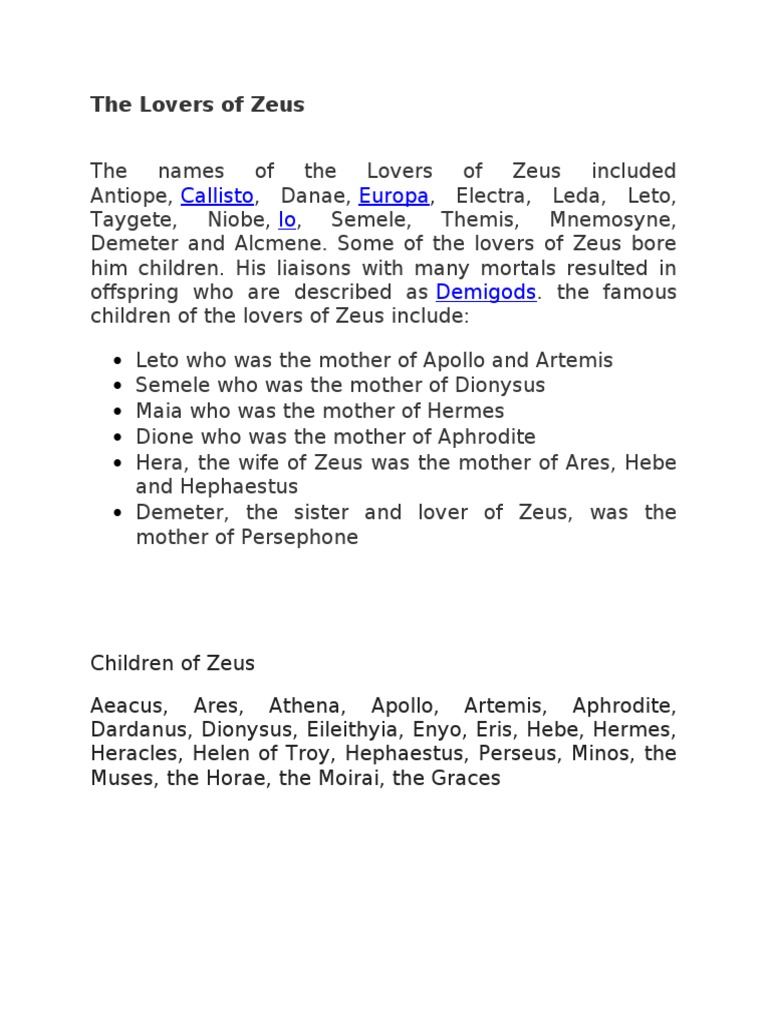 The Lovers of Zeus | PDF