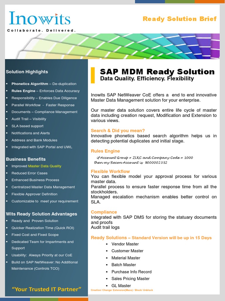 SAP MDM Ready Solution | PDF | Data Quality | Sap Se