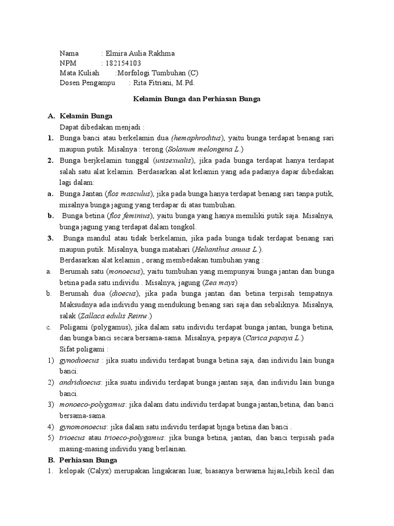 Kelamin dan Perhiasan Bunga | PDF