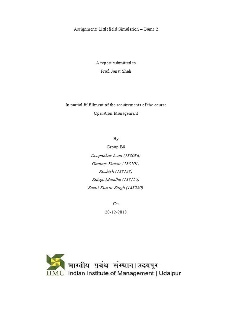 Assignment: Littlefield Simulation - Game 2 | PDF | Nissan | Renault