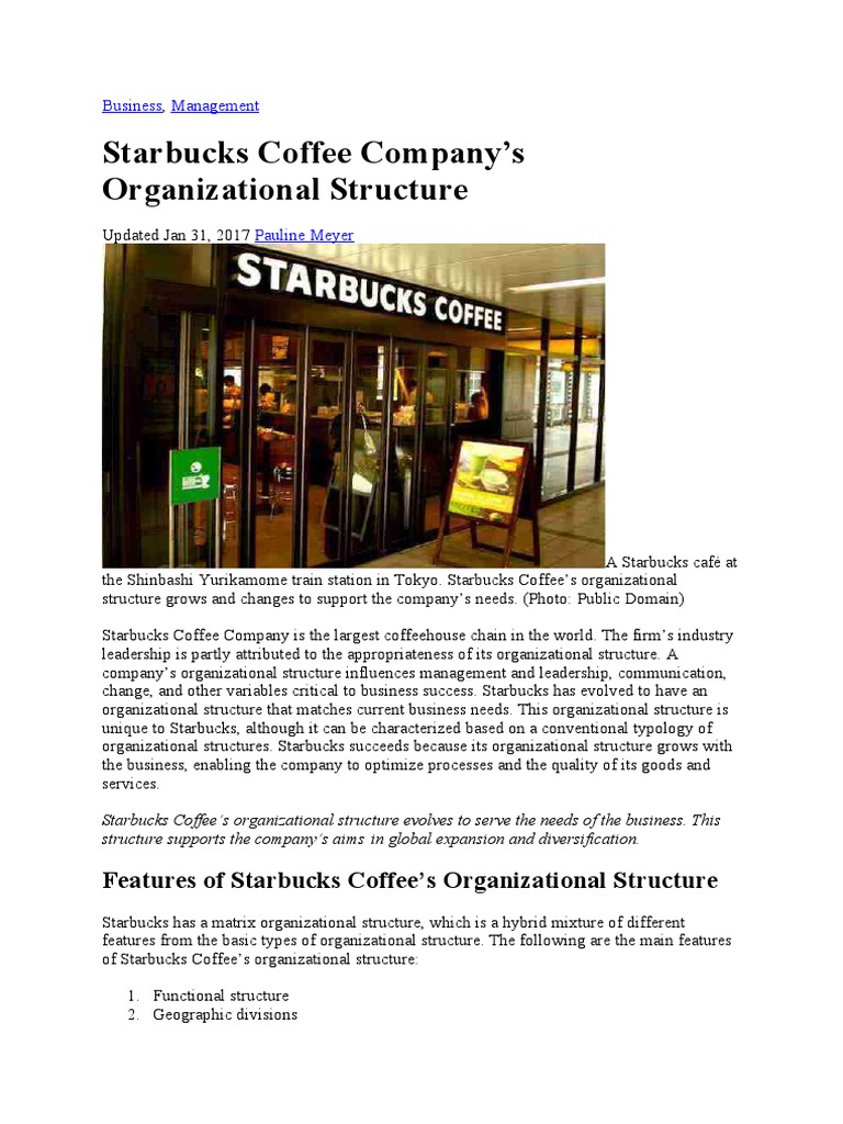 Starbucks Organizational Structure Overview | PDF | Organizational ...
