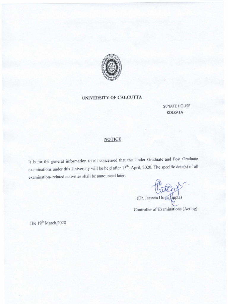 Coe Notice-19-3-20 | PDF