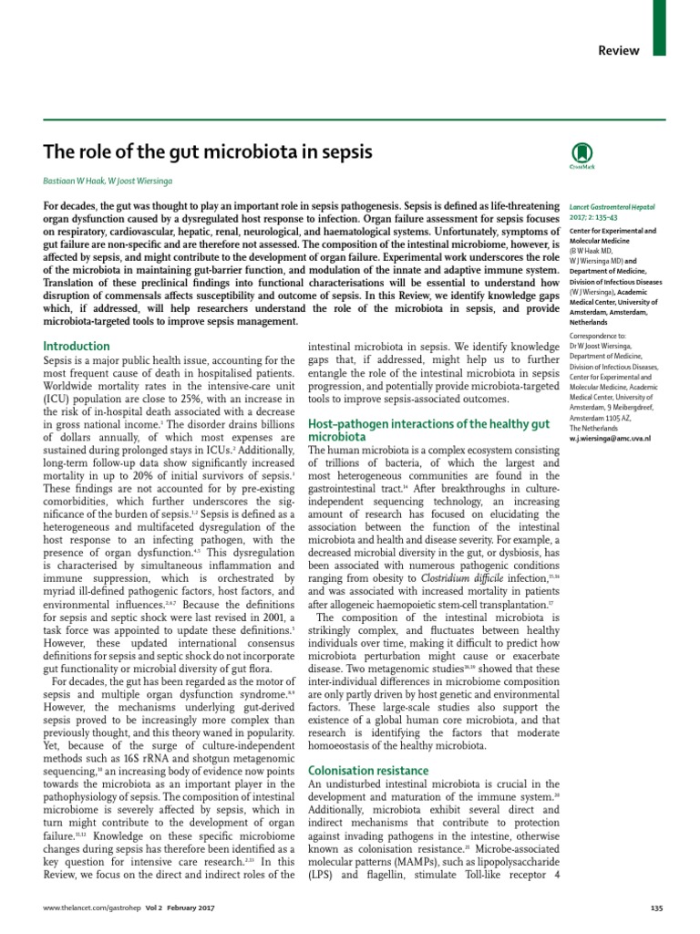 The Role of The Gut Microbiota in Sepsis | PDF | Microbiota | Sepsis