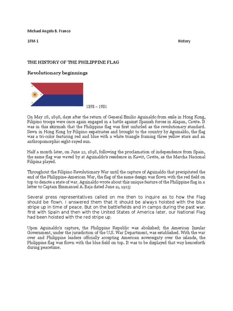 Revolutionary Beginnings: The History of The Philippine Flag | PDF ...