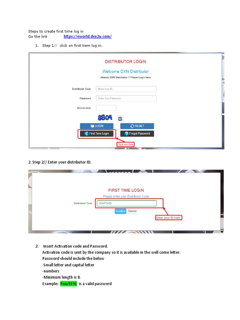 Steps To Create First Time Log in | PDF