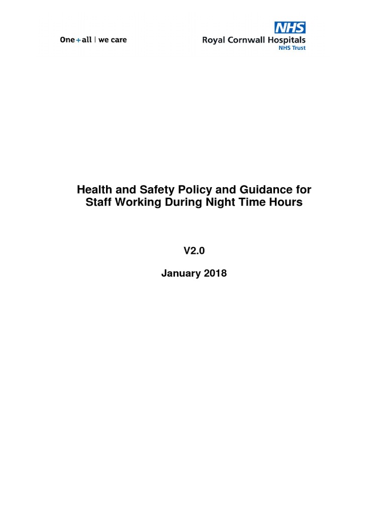 Night Workers Health & Safety Policy | PDF