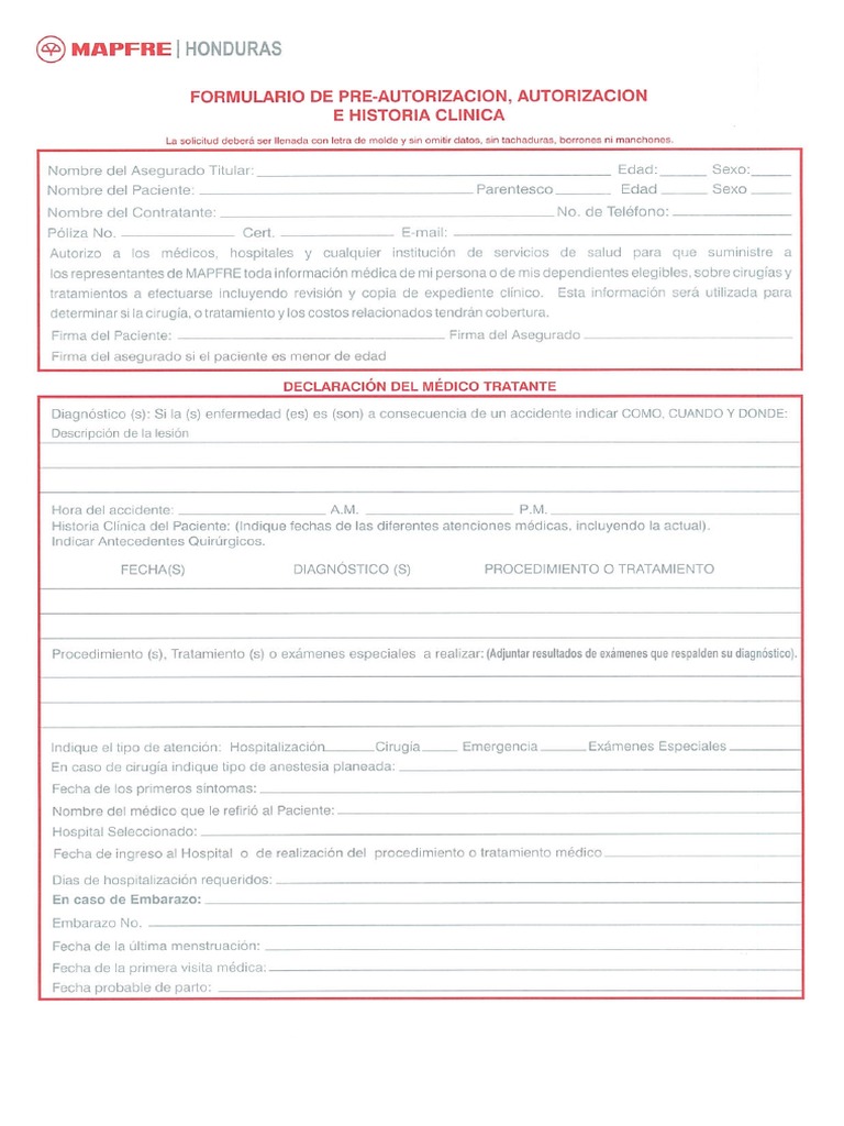 Pre-Certificacion-E-Historia-Clinica - MAPFRE | PDF