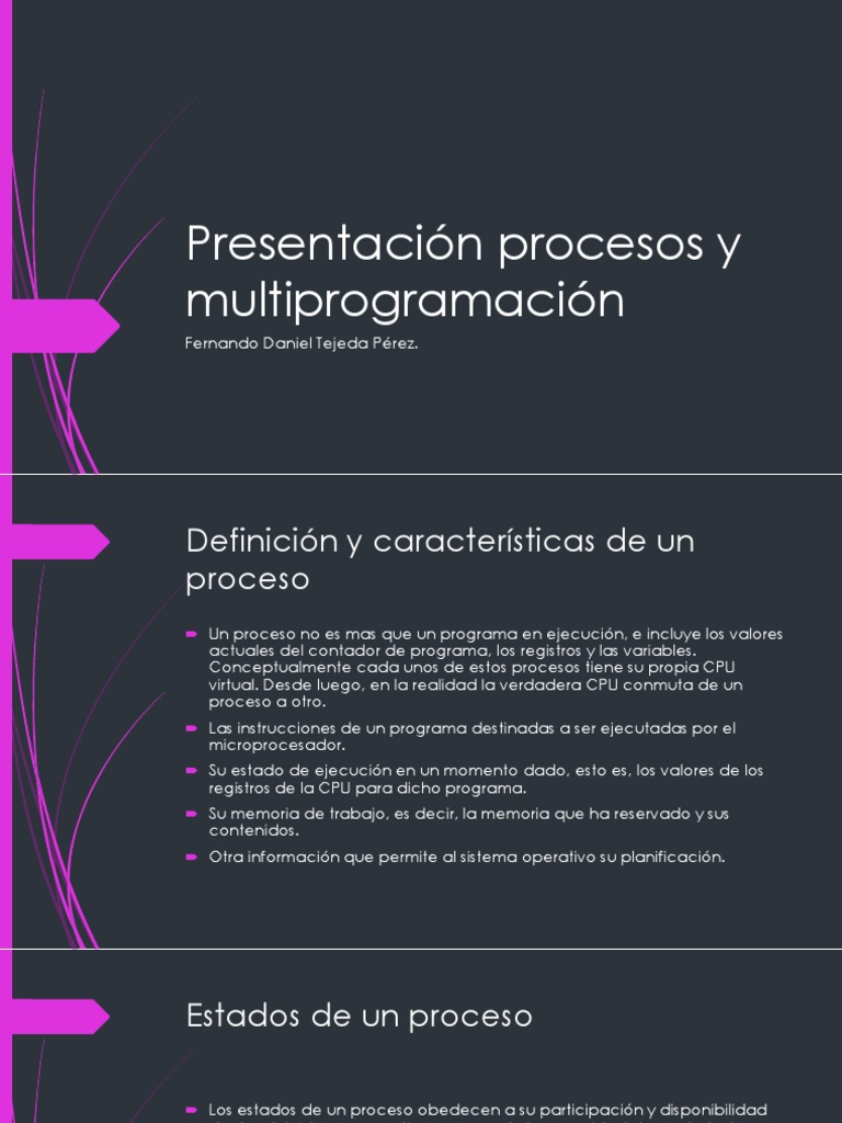 Presentación Procesos y Multiprogramación PDF | PDF | Proceso ...